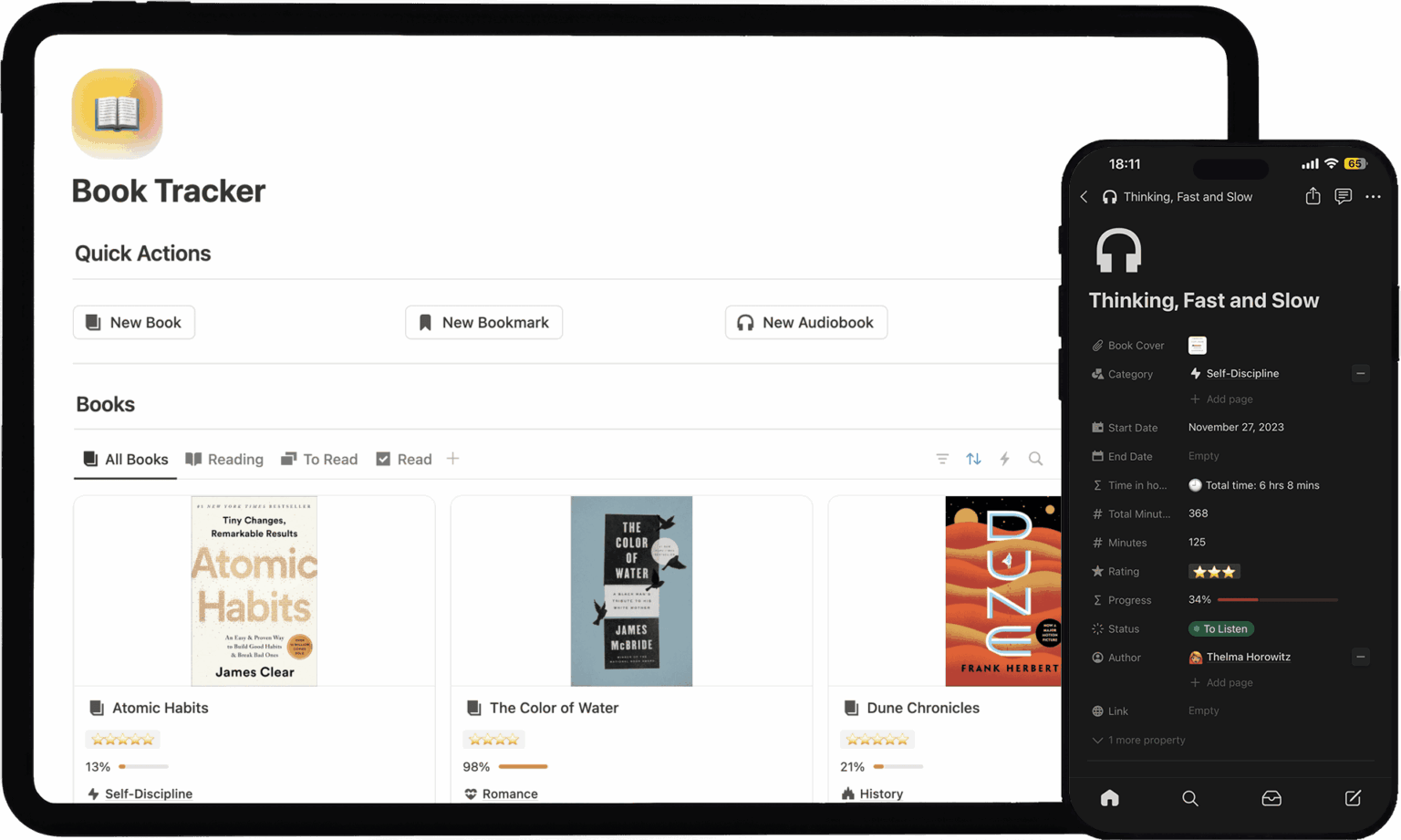 Book Tracker Notion Template - Read More and Enjoy Every Page!